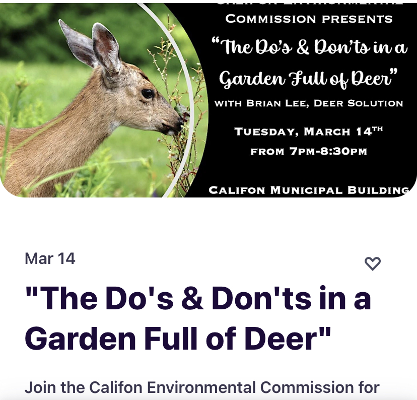 Workshop “The Do’s and Don’ts in a Garden Full of Deer” – Tuesday ...
