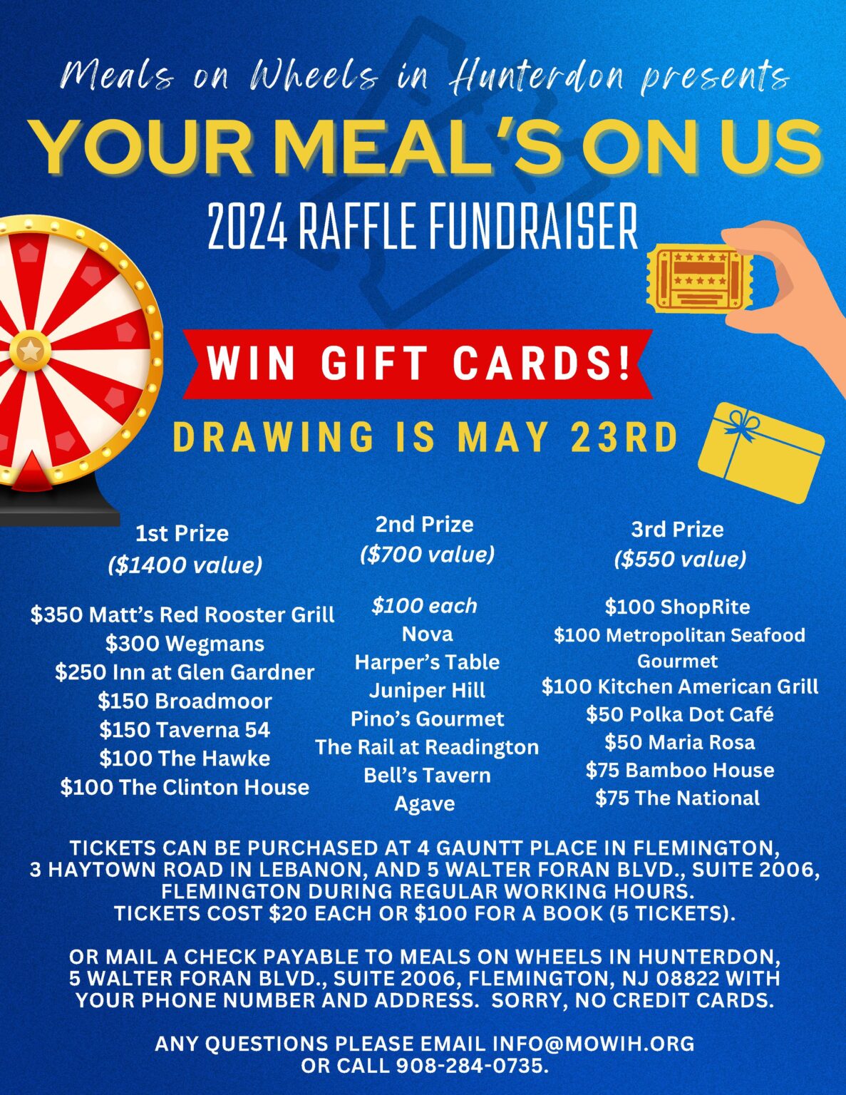 Hunterdon County Meals on Wheels 2024 Raffle Fundraiser – Califon, New ...